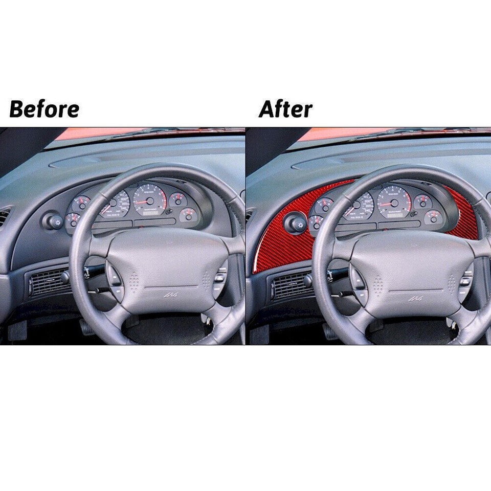 Red Carbon Fiber Speedometer Surround Cover Trim For Ford Mustang ...