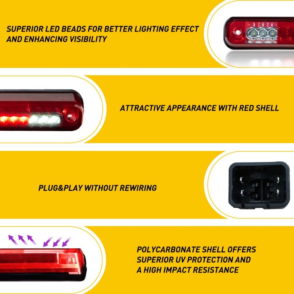 LED 3rd Tail Brake Light Cargo Light Fit For 88-98 Chevy C1500/K1500 ...