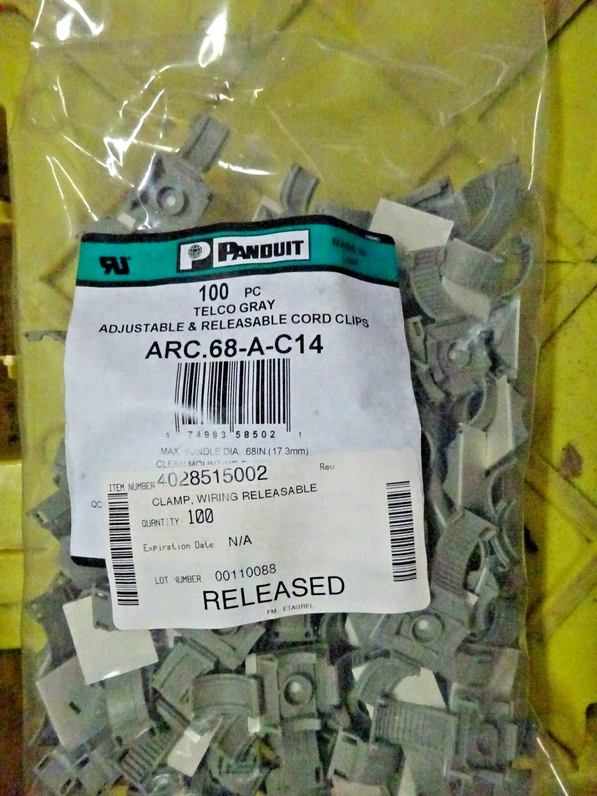 100pcs Lot- ARC.68-A-C14, Panduit Cable Clamps and Clips Clamp ...
