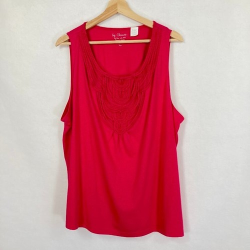 Chico's Vibrant Pink Cotton Modal Blend Embroidered Tank Top XXL | eBay