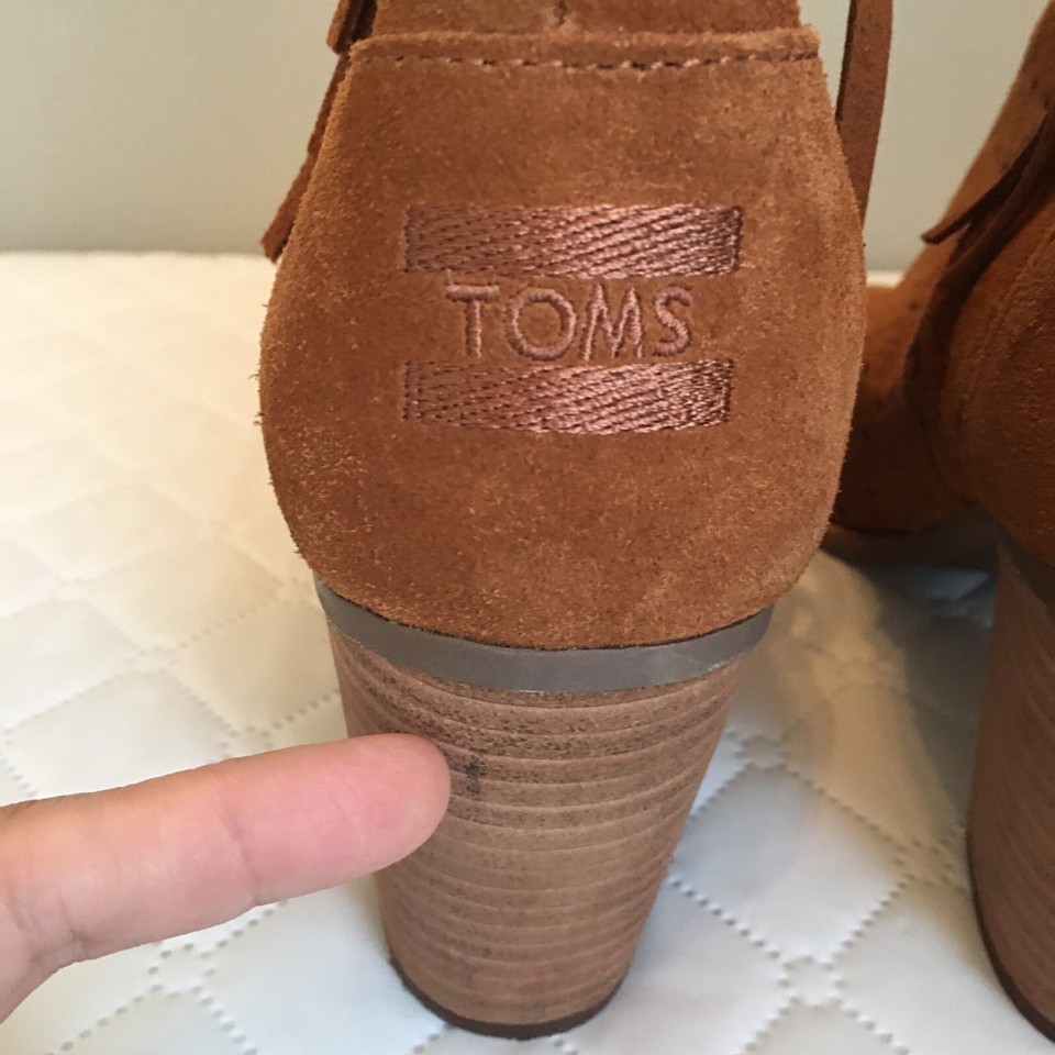 Toms Fringe Suede Bootie Perforate Ankle Boot Women US 10 Brown Majorca ...