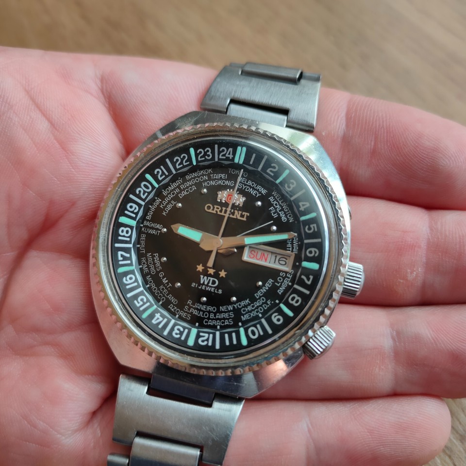 RARE Vintage Orient WORLD Time Diver Sea World Orient WD Automatic ...