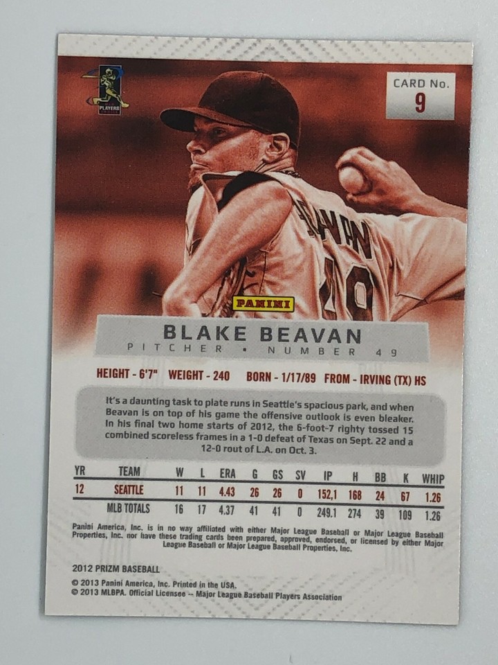 2012 Prizm Blake Beavan #9 | eBay
