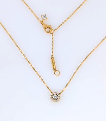 NEW 100% Authentic PANDORA 14k Gold Round Pavé Halo Pendant Necklace ...