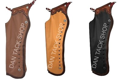 Western Shot Gun Cowboy Chaps Premium Leather for Rodeo Bull Riding ...