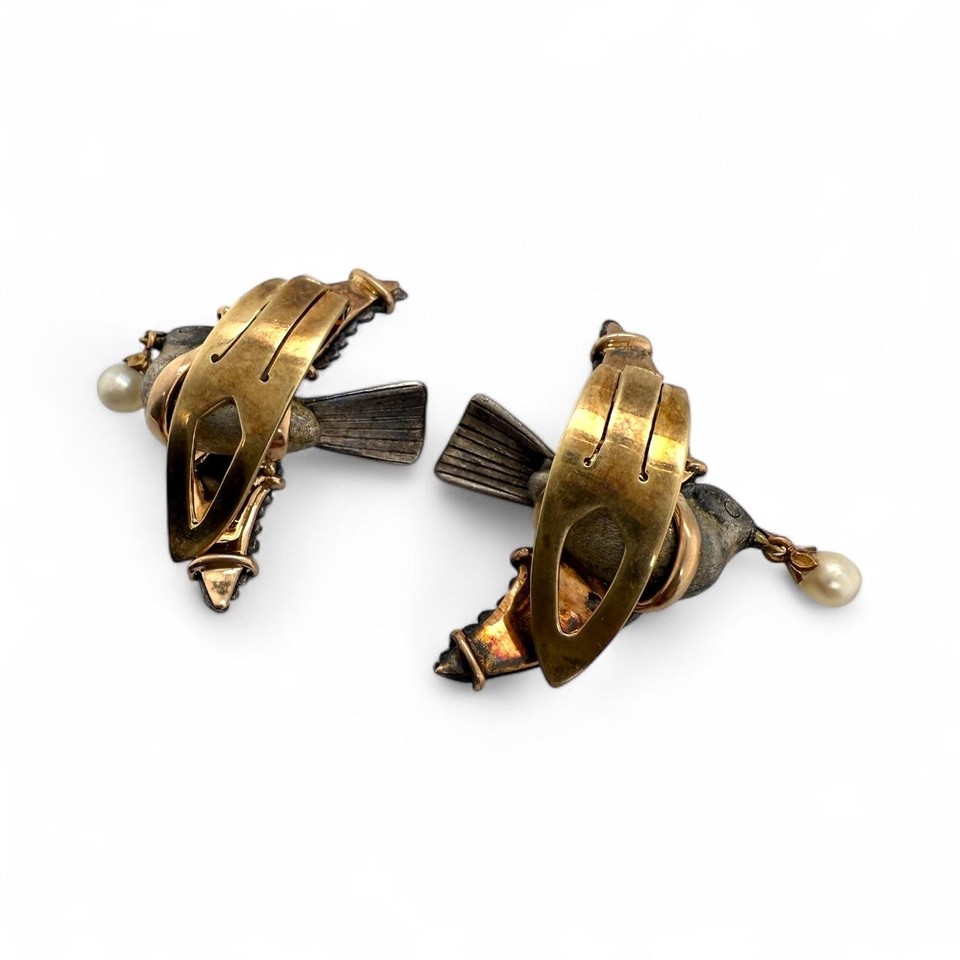 Vintage Art Deco Era Enamel Blue Bird Fur Clips | eBay