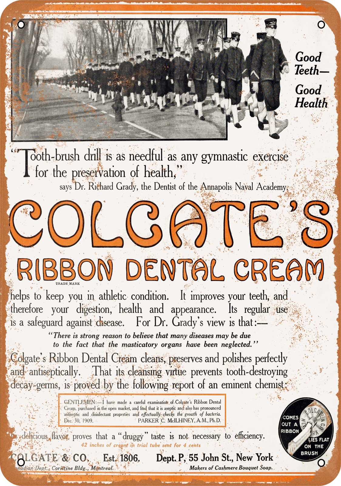 METAL SIGN - 1910 Colgate's Ribbon Dental Cream - Vintage Look ...