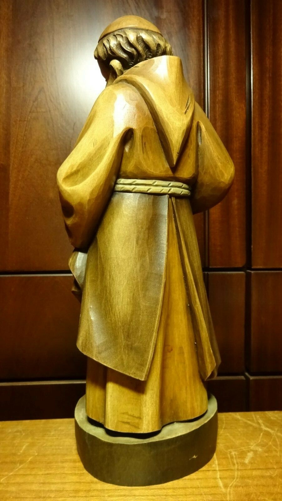 13" HAND CARVED WOOD CATHOLIC MONK FRIAR BROTHER CONRAD STATUE FIGURE ...