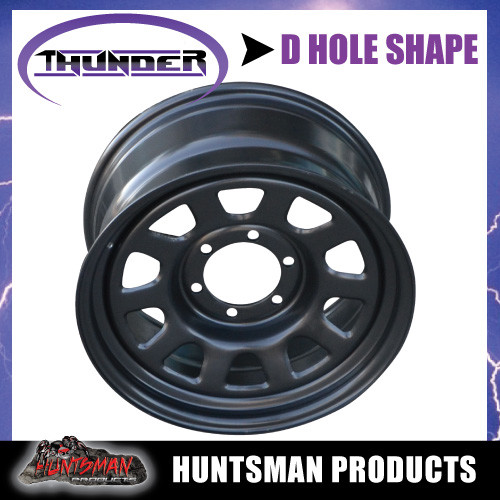 17X8 6 Stud Black "D Hole" Thunder Steel Wheel Rim +20 Offset 6/139.7 ...