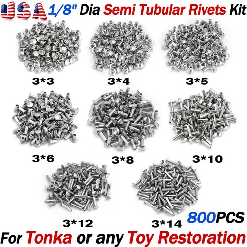 1/8" Semi Tubular Rivets 800PCS Super Assortment Toy Parts For Tonka ...