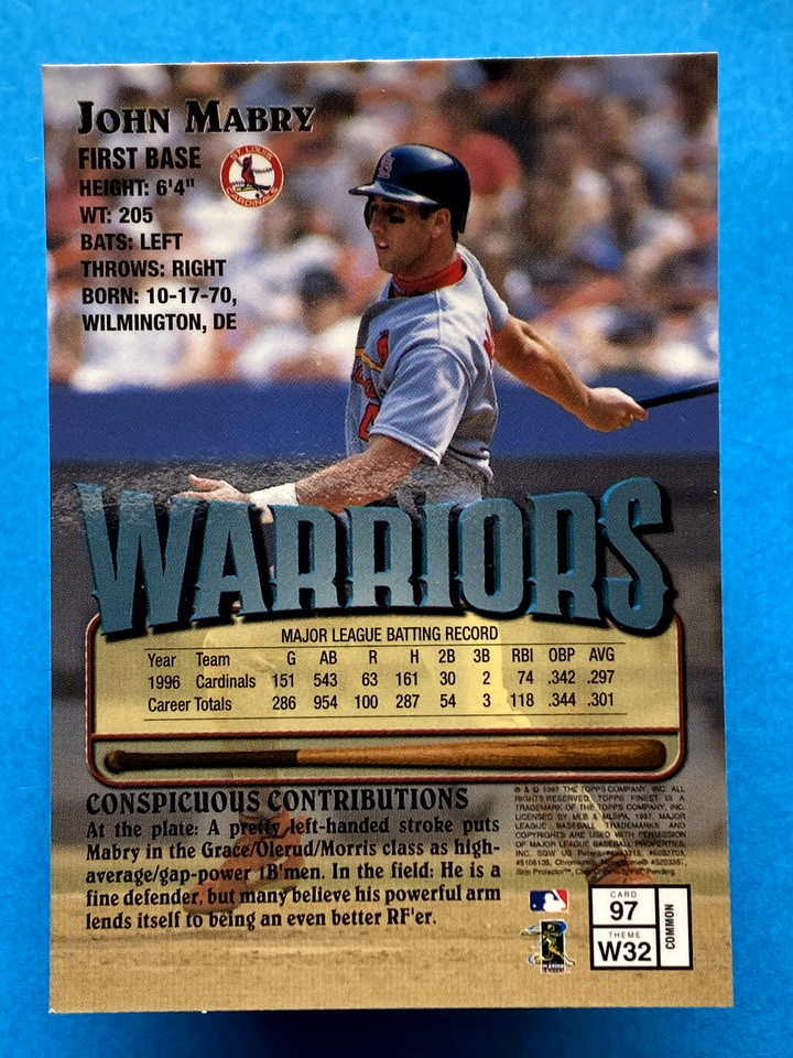 1997 Topps Finest John Mabry #97 | eBay