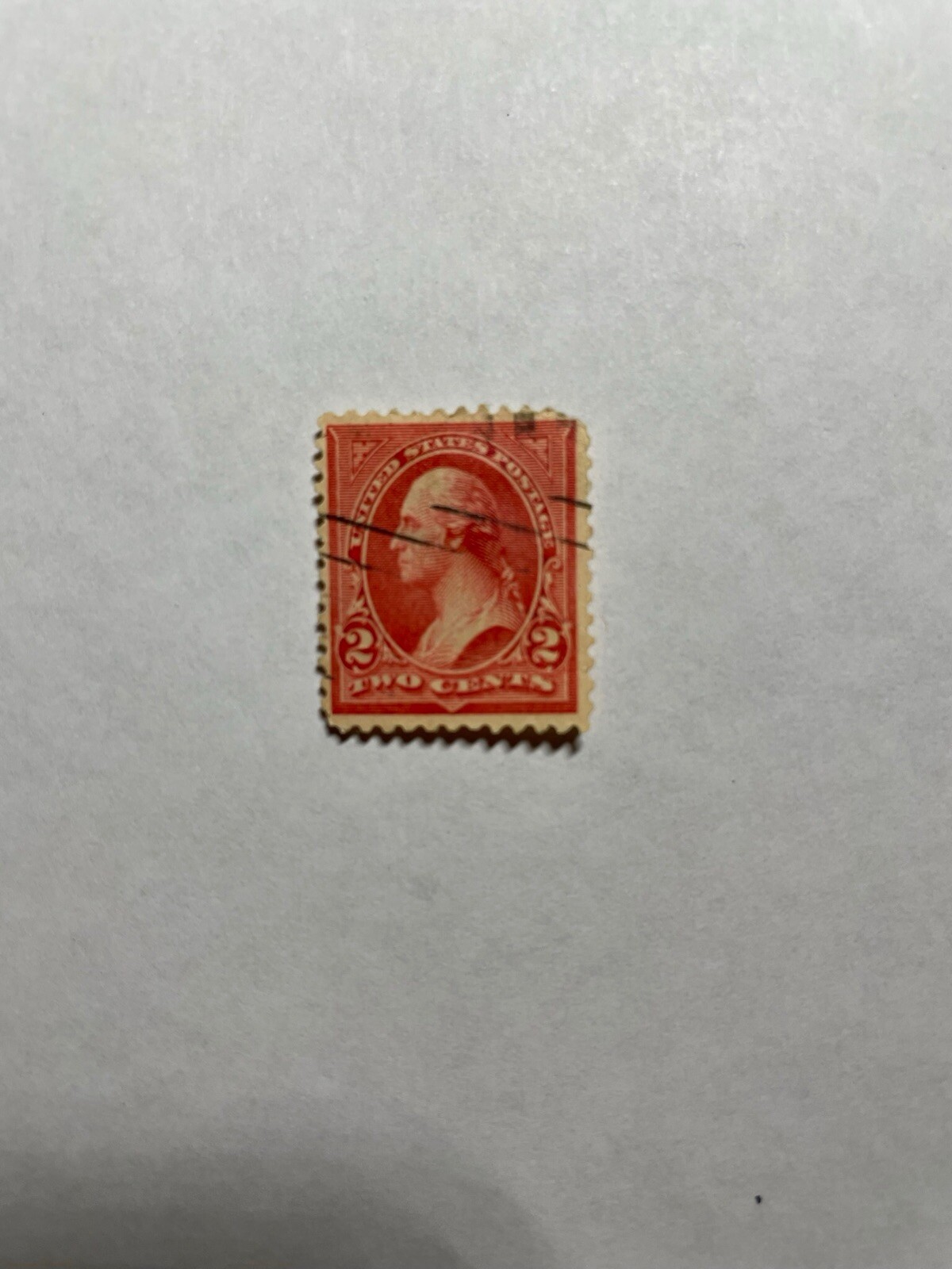 GEORGE WASHINGTON 2 CENT RED STAMP VERY RARE/ TRIANGLE IN UPPER CORNERS ...