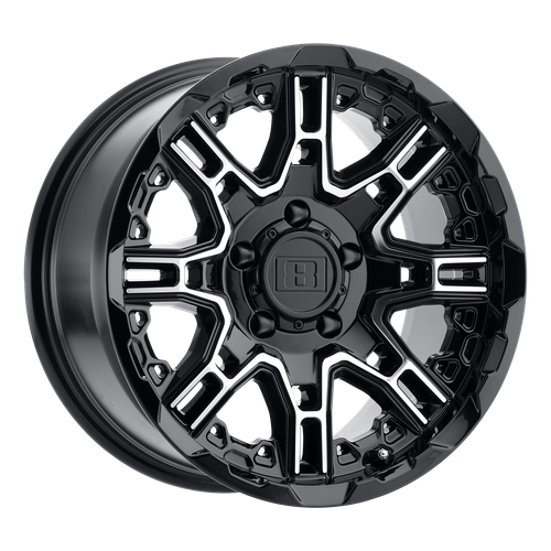 Level 8 SLINGSHOT 20X11.5 6X139.7 -44 112.10 GLOSS BLACK W/ MACHINED ...