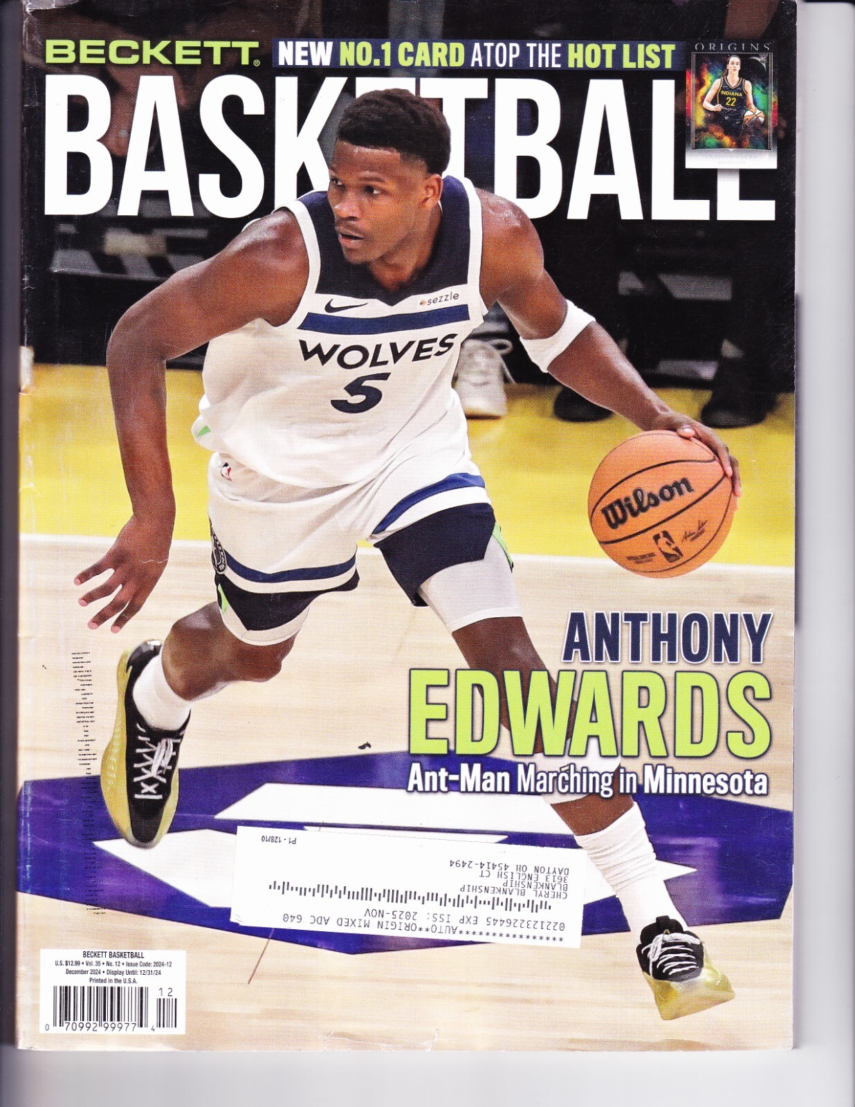 BECKETT BASKETBALL CARD PRICE GUIDE DECEMBER 2024 ANTHONY EDWARDS | eBay