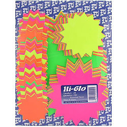 Hi-glo Assorted Fluorescent Card Stars Over 4 Sizes Pack of 100 for ...