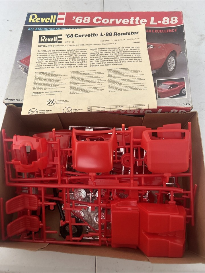 Open Box Revell '68 Corvette L-88 1:25 Kit #7159 Ships Free Partially ...