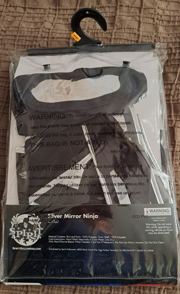 SPIRIT YOUTH CHILD SILVER MIRROR NINJA HALLOWEEN COSTUME - SMALL (4-6 ...