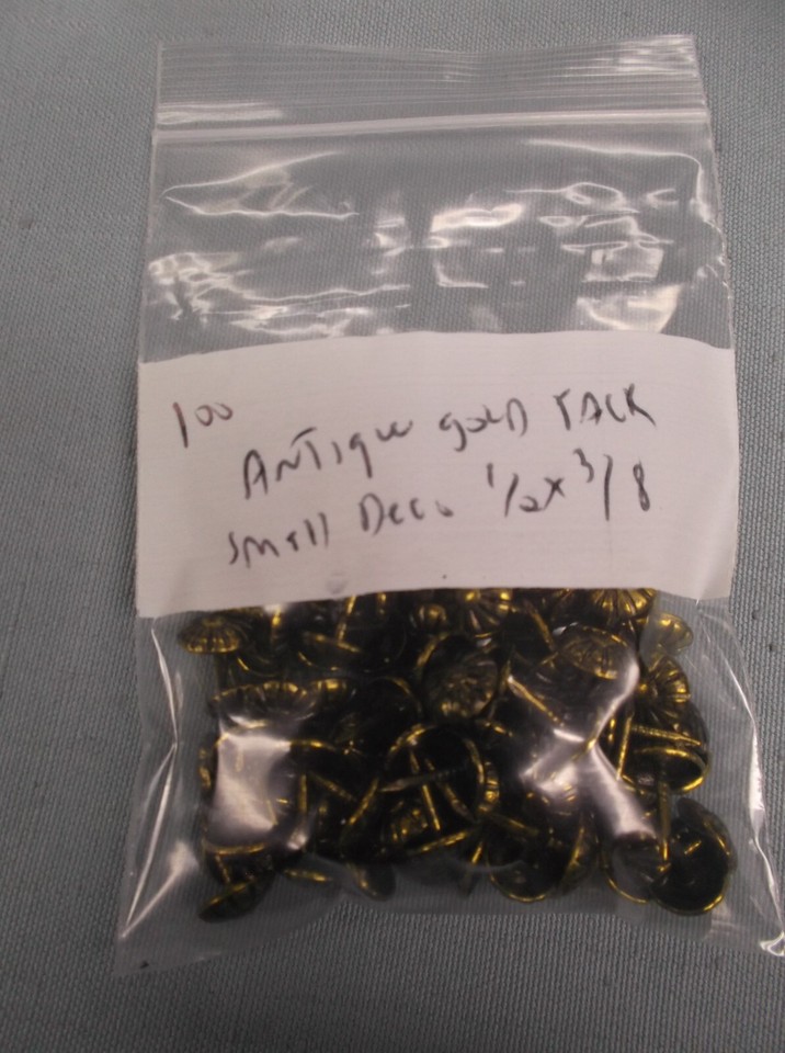 Vintage 100 pcs antique gold Upholstery Tacks Decorative Gimp Nails ...
