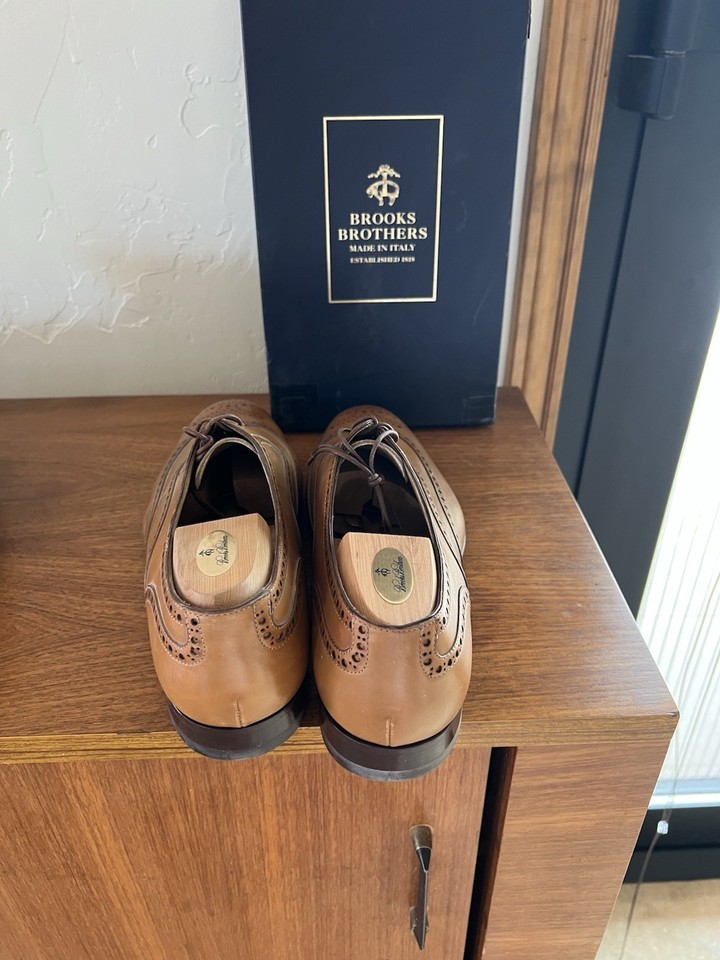 New Brooks Brothers Chestnut Brown Wingtip Shoes 12 Box And Shoe Trees ...