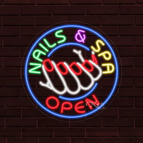 NEW "NAILS & SPA OPEN" w/LOGO 26x26 INCH LED FLEX WINDOW/WALL INDOOR ...