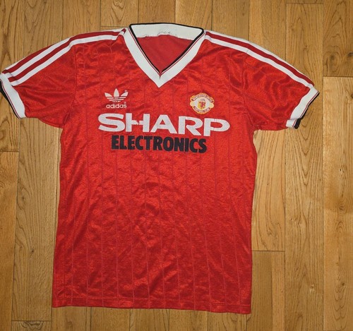 Original MANCHESTER UNITED 1983 SHARP ELECTRONICS RED HOME JERSEY SHIRT ...