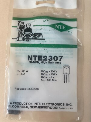 NTE2307 Silicon NPN Transistor High Gain Power Amp - Lot of 2 | eBay