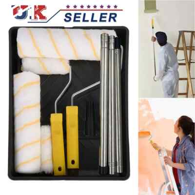 12PCS Paint Roller Kit Home Wall Ceiling Handle Decorating Tool Runner ...
