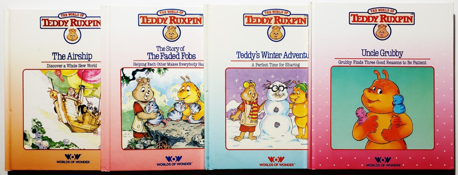 Lot of 4 Vintage 1985 Teddy Ruxpin Hardcover Books Airship Fobs Uncle ...