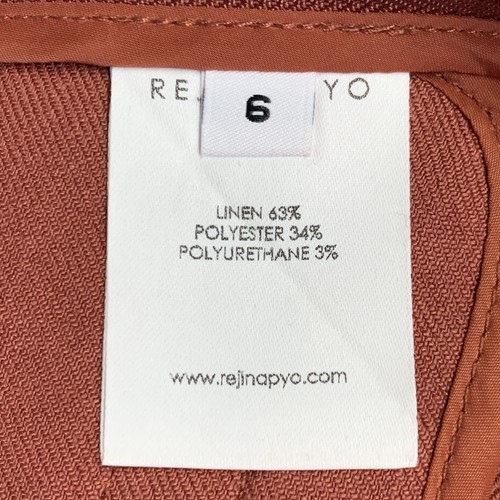REJINA PYO Size 6 Brown Brick Linen Blend One Pocket Dress Pants | eBay