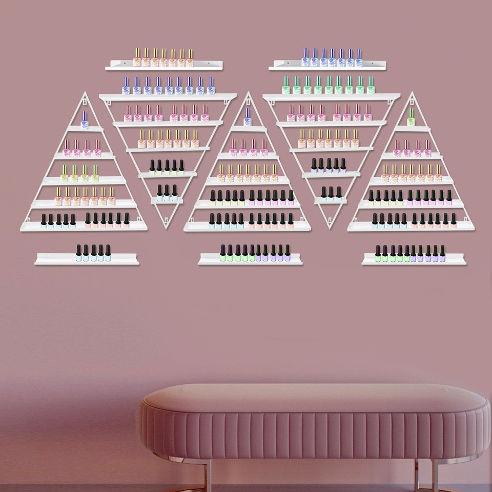 10Pcs Wall Mounted Nail Polish Triangular Nail Polish Racks 5-Tier ...