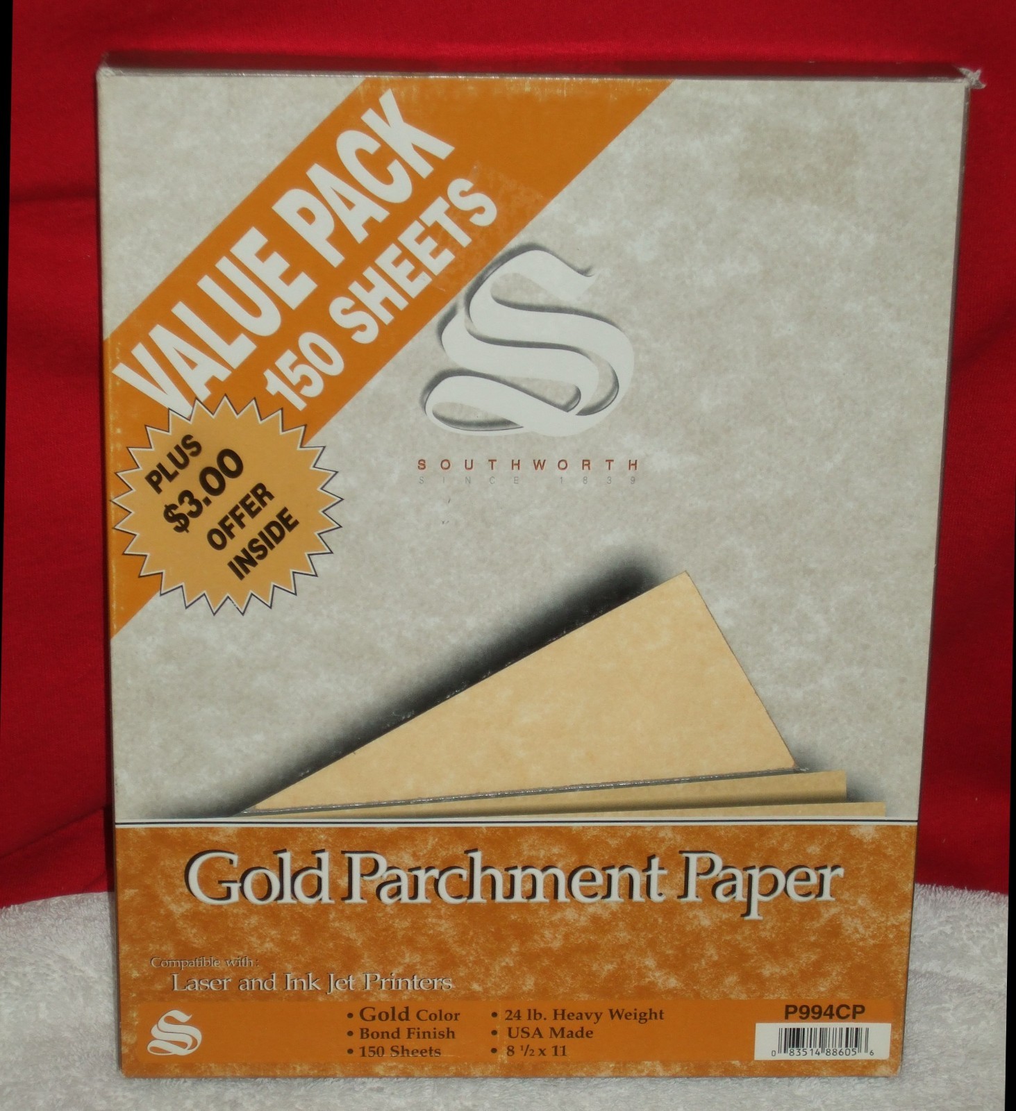 100 Sheets 24 Pound Southworth Gold Parchment Paper 8 1/2" X 11" P994CP ...
