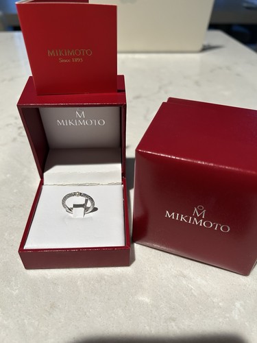Mikimoto 3.2mm Akoya Pearl 0.35 ctw Diamond 18K Ring | eBay
