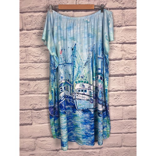 LEOMA LOVEGROVE Women's XL Nautical Sailboat Tropical Beach Off ...