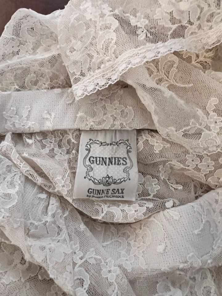 Vintage 1980's Gunne Sax Gunnies Jessica McClintock Cream Lace Midi ...
