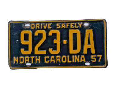 1957 North Carolina NC License Plate Tag Original Condition 923-DA | eBay