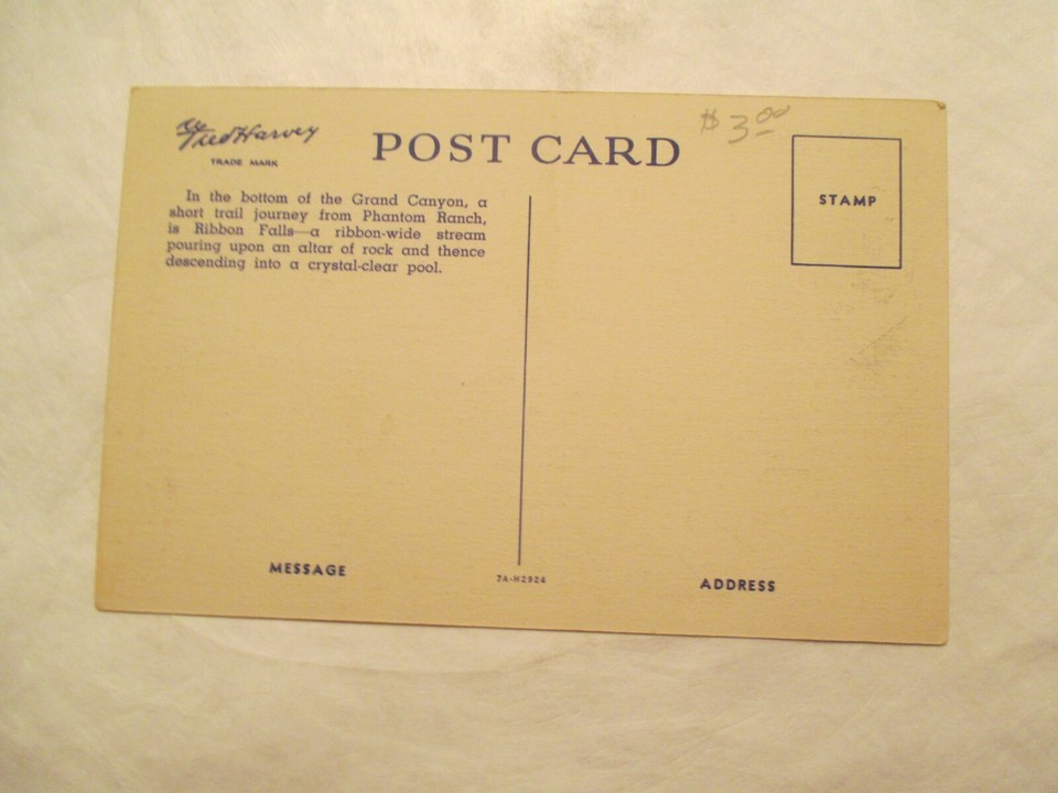 Arizona Postcard Ribbon Falls Grand Canyon National Park AZ | eBay