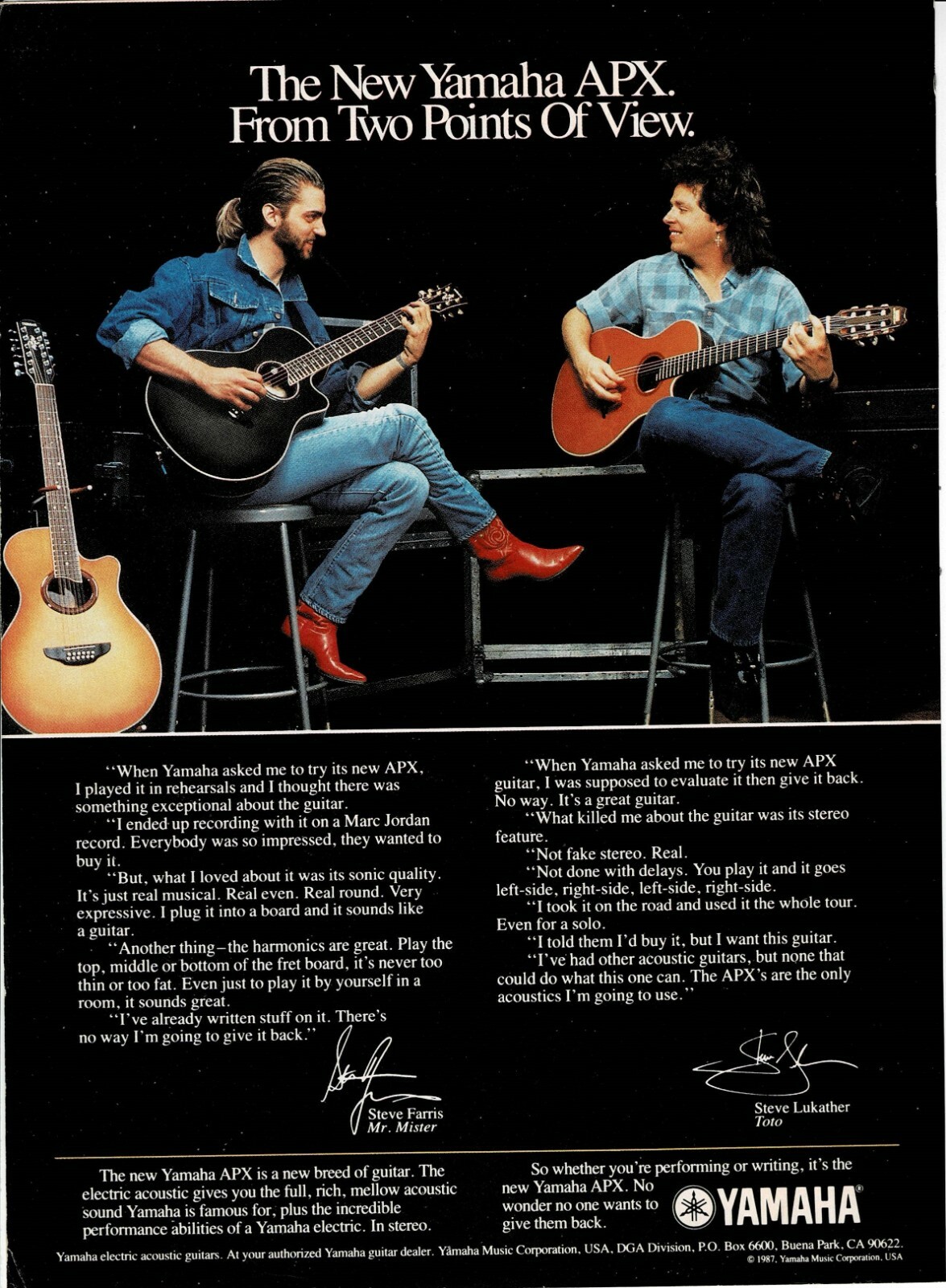 Yamaha Guitars - Steve Farris & Steve Lukather - 1988 Print ...