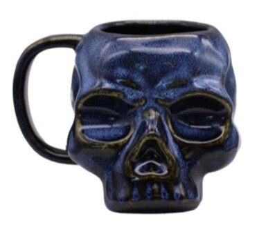 Blue Skull Skeleton Ceramic Mug 3.75" Glazed Handmade - 16 oz Cup | eBay