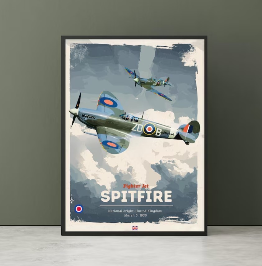 Supermarine Spitfire Poster - WWII Aviation Art, Battle of Britain ...