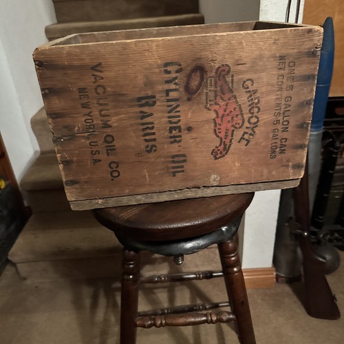 Vintage Gargoyle Mobiloil Cylinder Oil Wood Crate Box | eBay