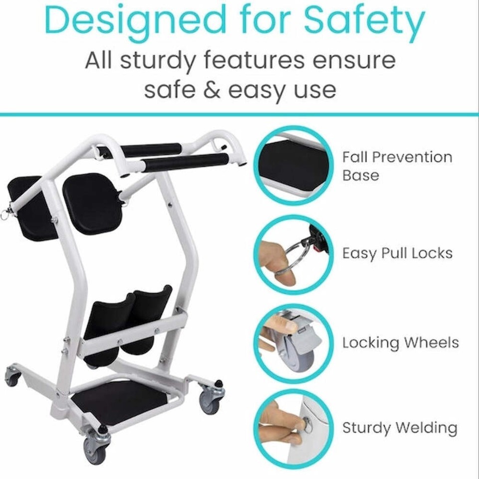 Vive Health MOB1043WHT Mobility Glide Transport Stand Assist 400lb ...