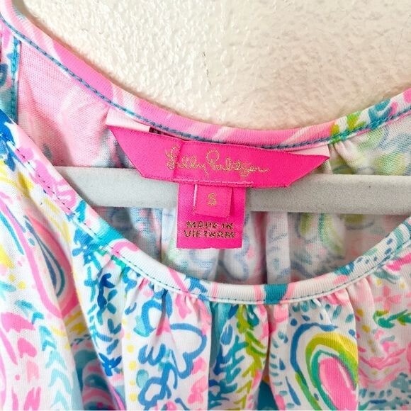 LILLY PULITZER Mabry Midi Dress Multi Flock Full of Fun Sz Small Halter ...