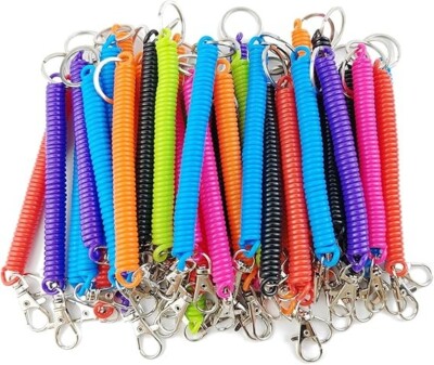 "14PCS Spiral Retractable Spring Coil Keychain Theftproof Anti-Lost ...