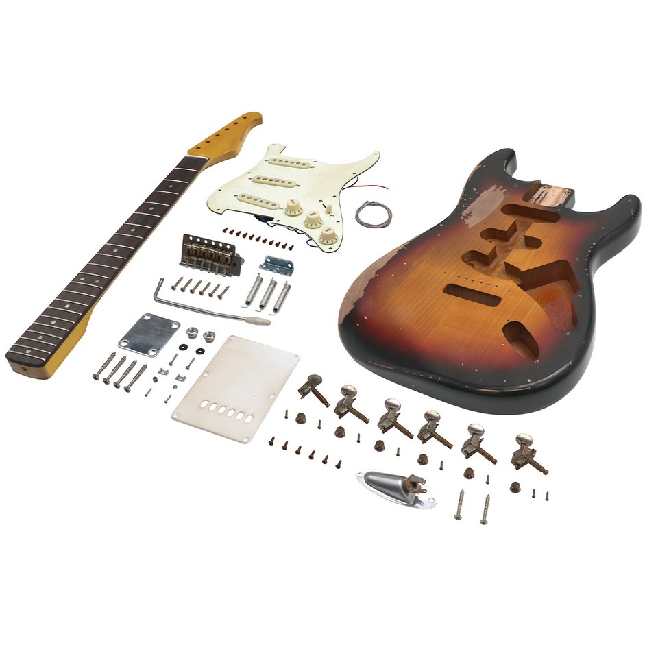 Relic DIY Guitar Kit ST Style Alder Body Rosewood Fingerboard 3 Tone ...
