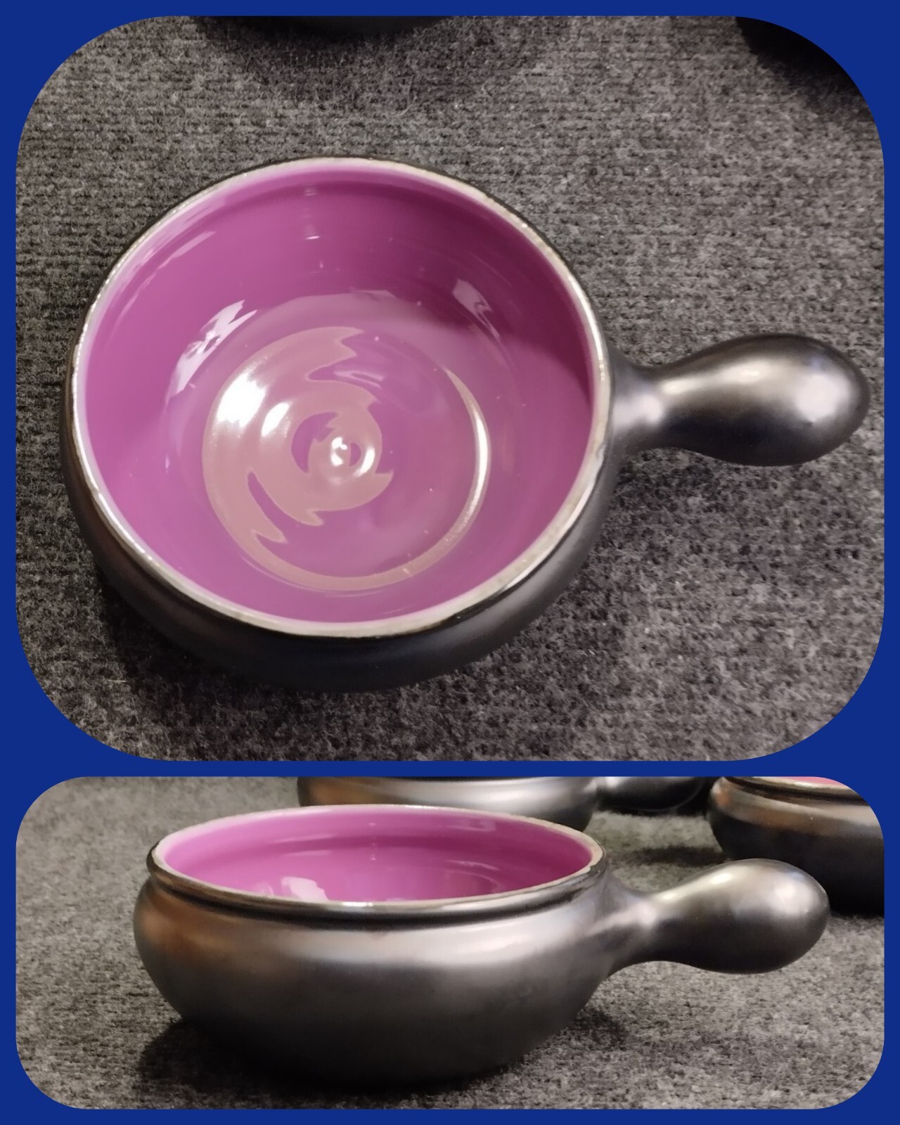 Lot 7 coupelles / caquelons céramique vintages 50-60 noires ...