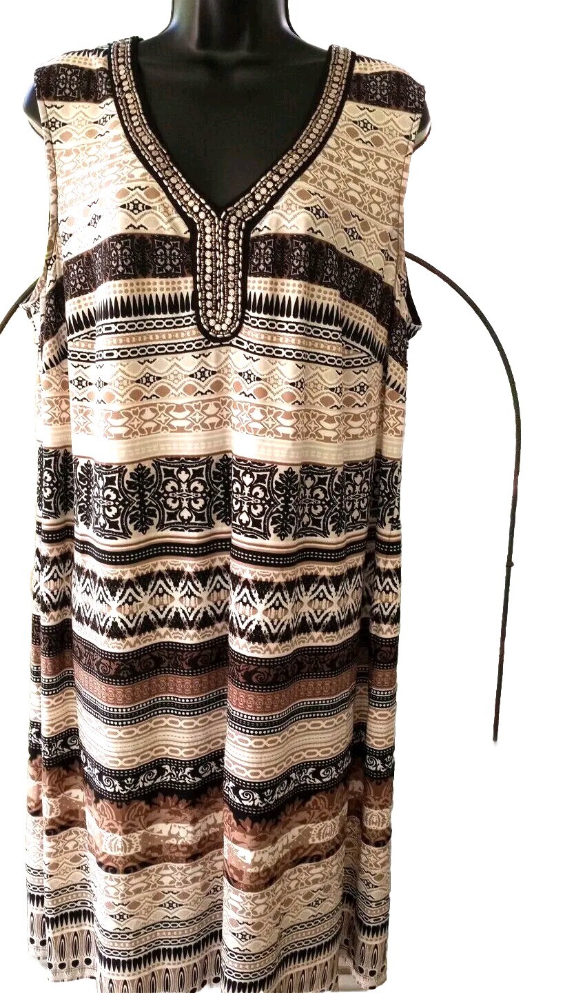 Studio One New York 2X Dress Beaded And Studded Applique Polys Spandex ...