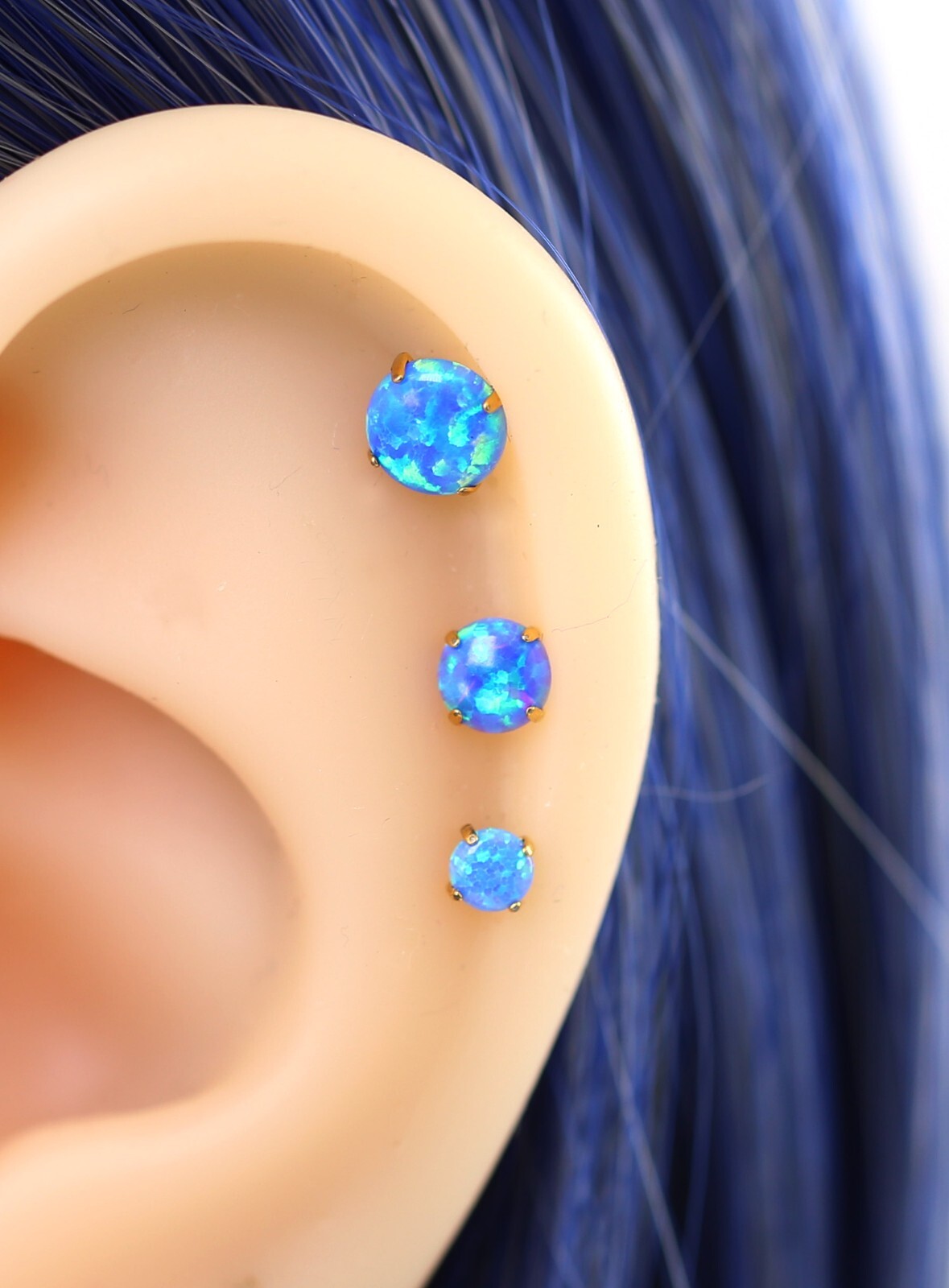 Opal Push Pin Stud Ring Bar Labret Lip Ear Earrings Conch Helix Tragus ...