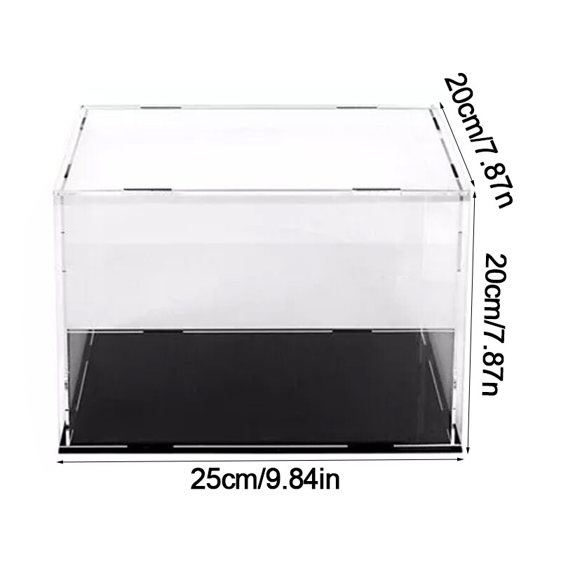 Clear Acrylic Display Case Perspex Box Plastic Black Base Dustproof 3 ...