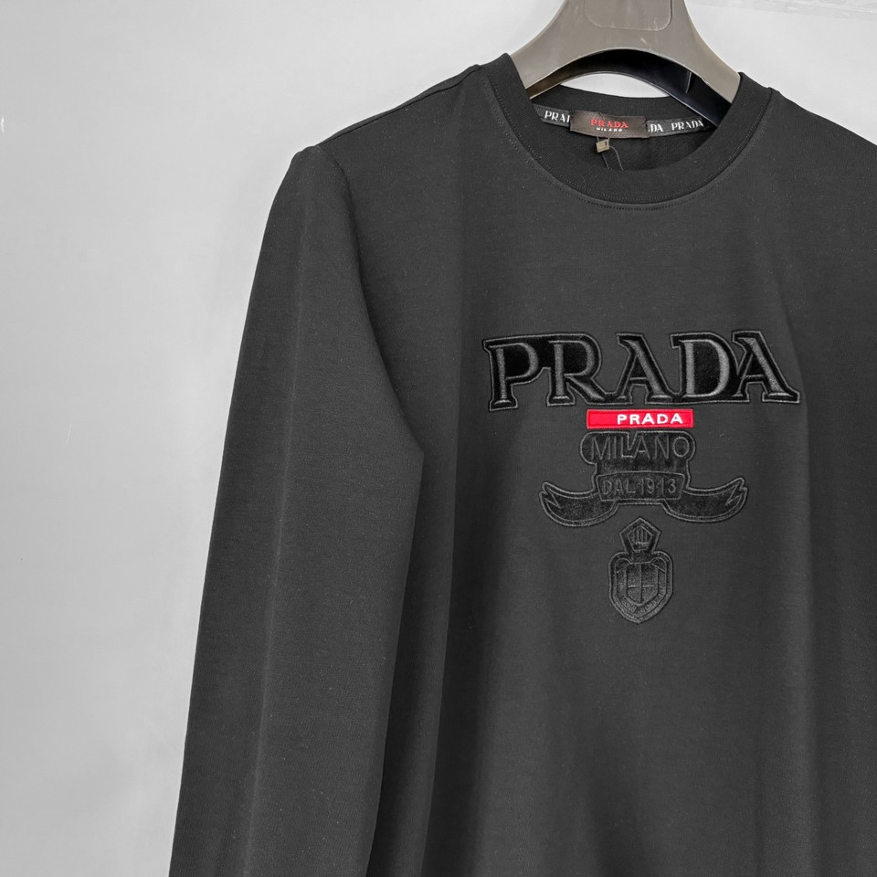 Prada Black And Red Logo Embrodery Black Sweater - SiZE 2XL Incl. Pre ...