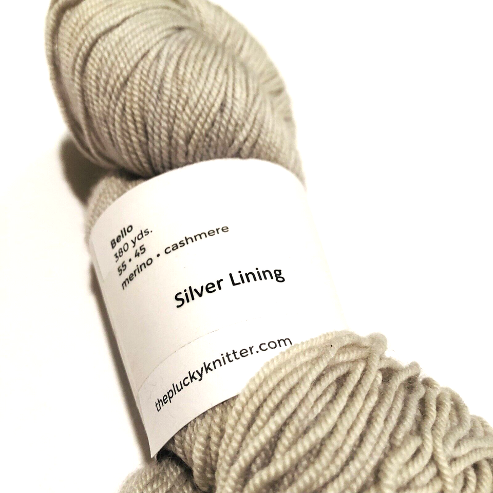 Plucky Knitter Yarn Bello Merino Wool Cashmere 380 YD Silver Lining (1 ...